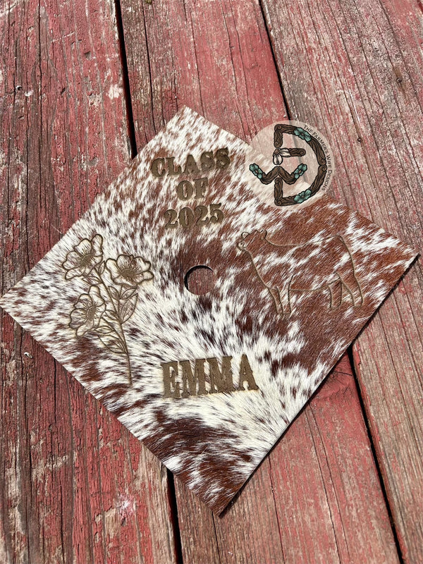 Cowhide Graduation Cap Cover – The Farmer's Wife Designs